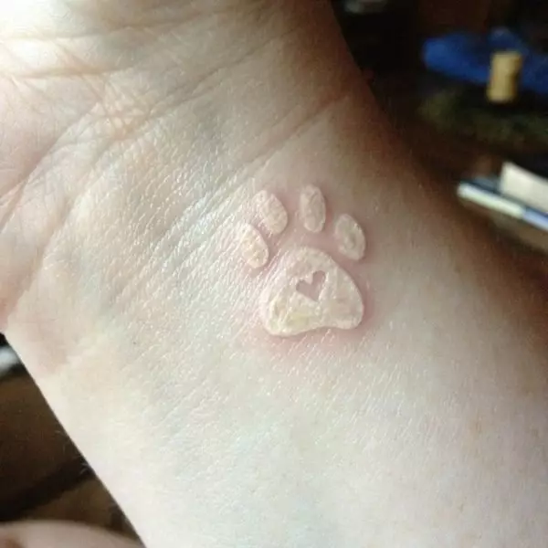 Tattoo in die vorm van 'n patroon van hondepote