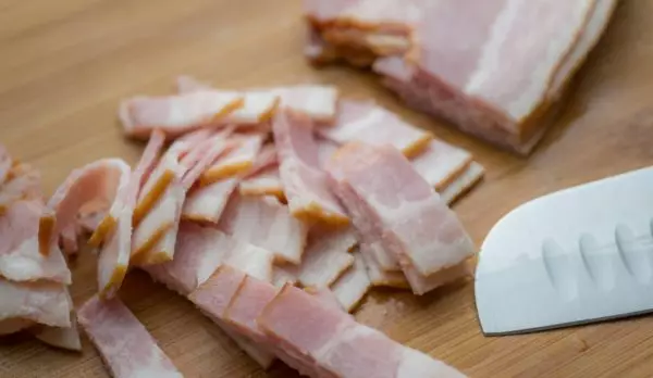 Bacon sliced.