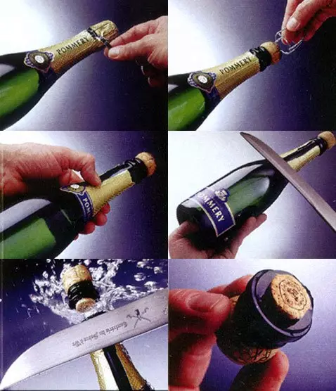 Åbning af en flaske champagne saber