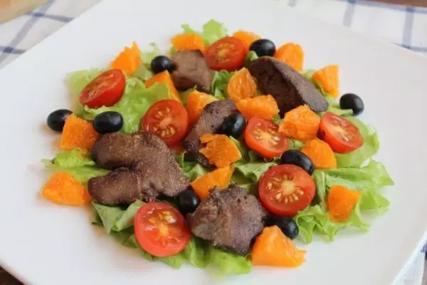 Billet for salad with chicken liver and tangerines