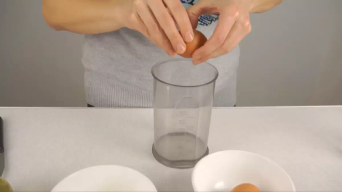 Adding a raw egg blender to bowl