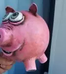 Pink piggy bank from polymer clay