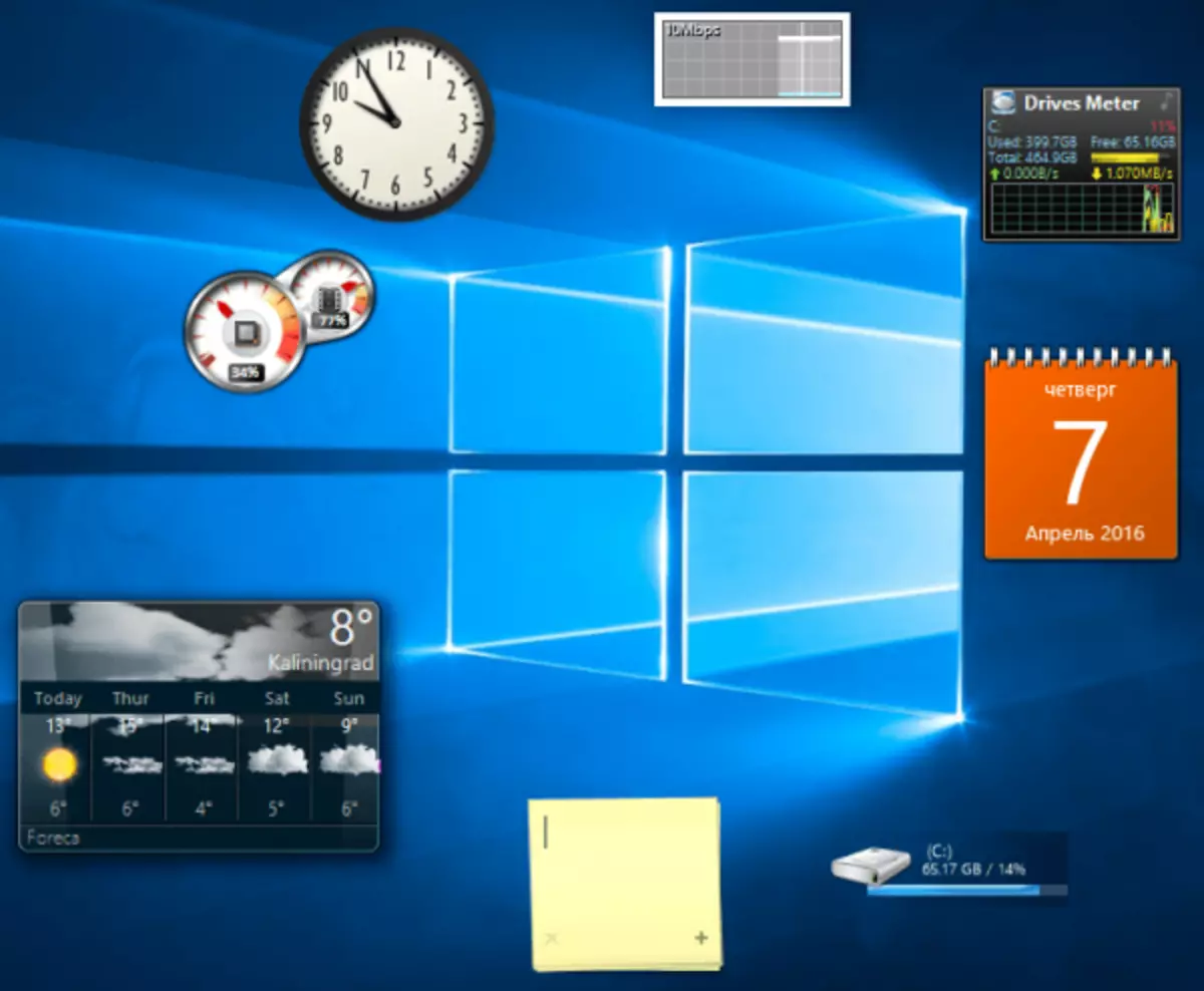 Awọn irinṣẹ fun Windows 10 - Yan iru ẹrọ ailorukọ kuro lati fi sori tabili tabili