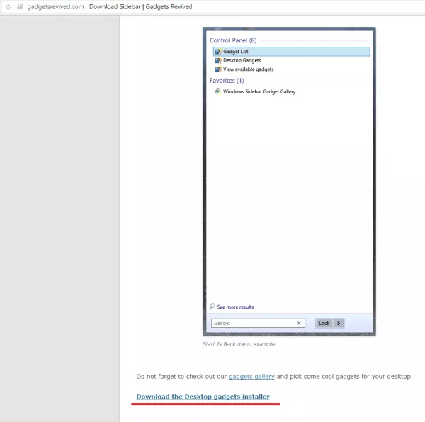 I-download ang I-download ang Installer ng Desktop Gadget sa Mga Gadget Revived Developer Developer