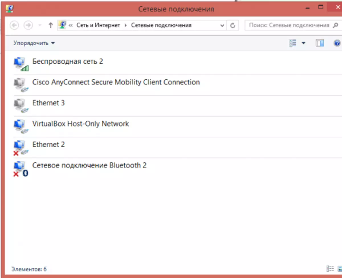 Lista över nätverksanslutningar i Windows 8