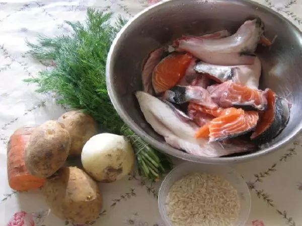 Salmón, verduras, verduras, arroz