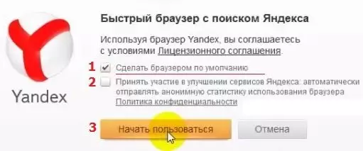 Yandex naršyklės diegimo paketas yra paruoštas montavimui