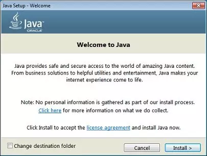 Sākt instalēšanu Java programmatūras pakotnes