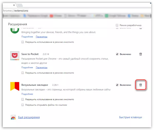 Brisanje proširenja u Google Chromeu