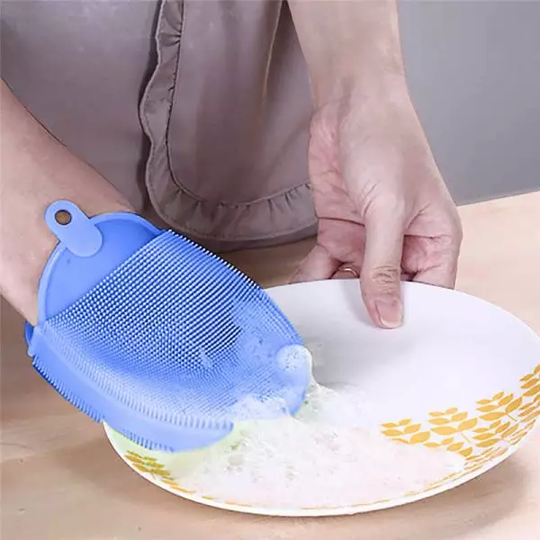 Esponja de silicona para lavar platos.