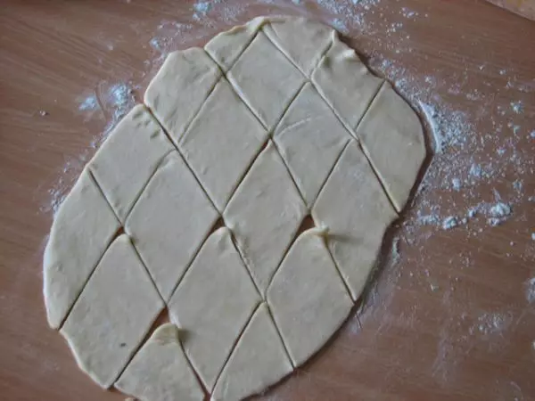 Dough sliced ​​on rhombus