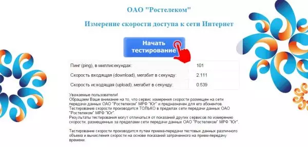 Kā pārbaudīt interneta ātrumu no Rostelecom: vietnes pārbaudei tiešsaistē un citos veidos 4600_3