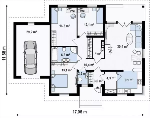 First floor plan and garage boxing