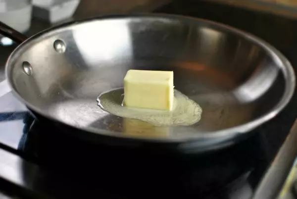 Creamy oil in a pan