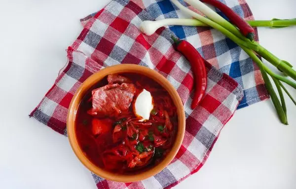 Classic borsch with a piece of meat