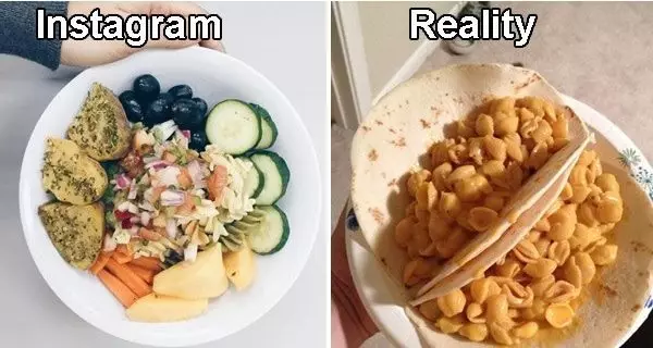 Essen im Instagram und im wirklichen Leben