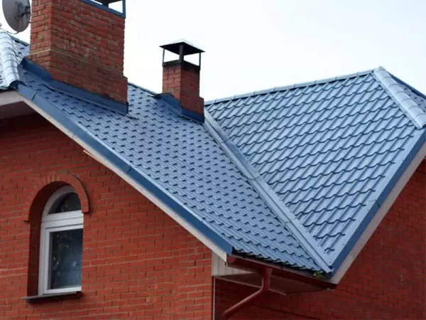 Metalinės plytelės ant namų stogo
