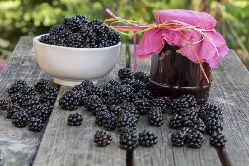 BlackBerry Jam: Fualaʻau mo le taumalulu ma le Berries atoa, Gelatin, lima minute, i se kuka lemu