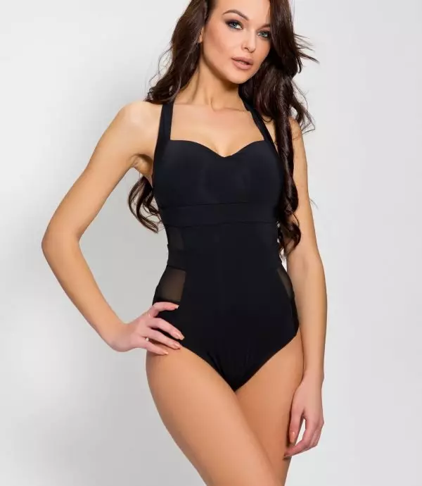 Swimsuit with inserts from the grid on the sides
