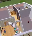 Mansard ontwerp met residentiële lokalen en badkamer