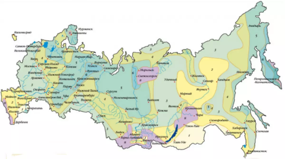 Региони на сняг Карта на Русия