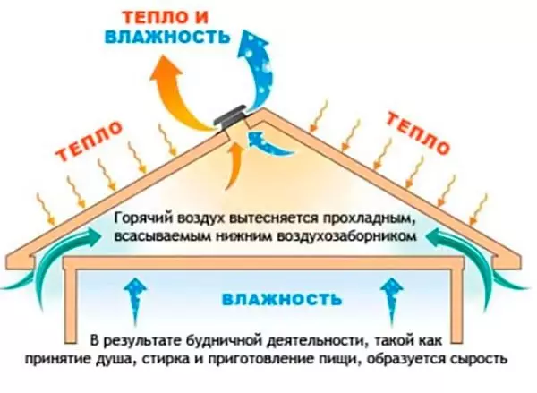 Esquema de ventilación do tellado frío