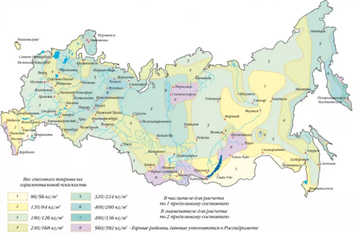روس کے برف لوڈ کا نقشہ