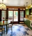 Žalieji baldai arabų virtuvės dizainas