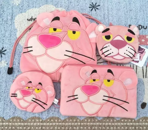 ピンクの猫の形でハンドバッグのセット