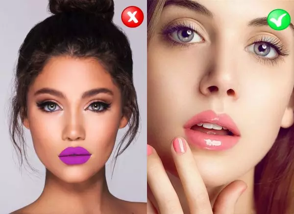 Gadis dengan bibir matte dan yang kedua dengan kilau di bibir