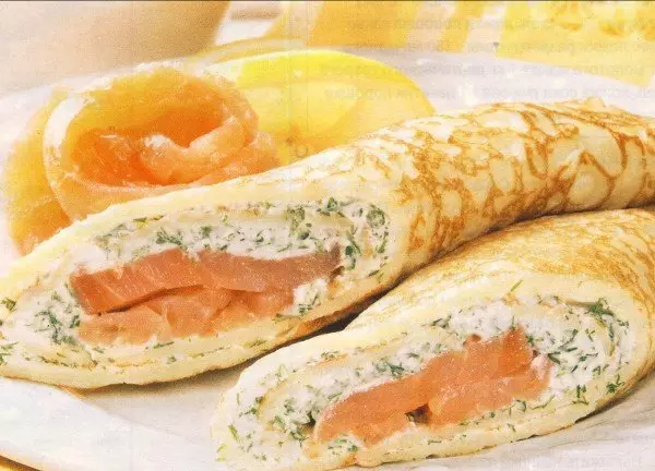 Pancake con formaggio e salmone